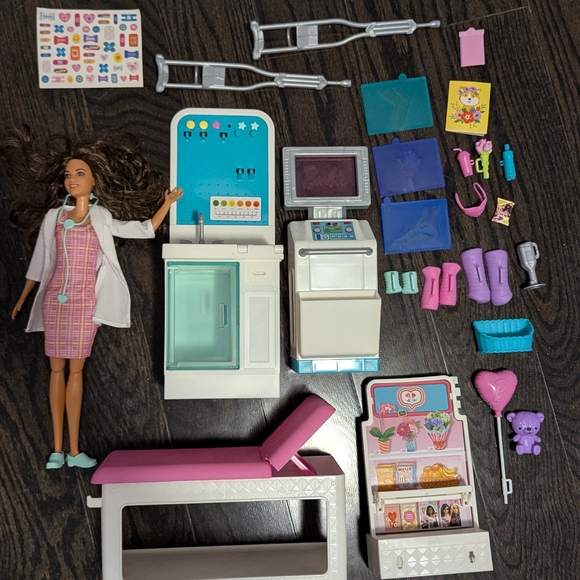 Toys | Barbie Fast Cast Clinic Playset Brunette Barbie Doctor Doll 12in ...